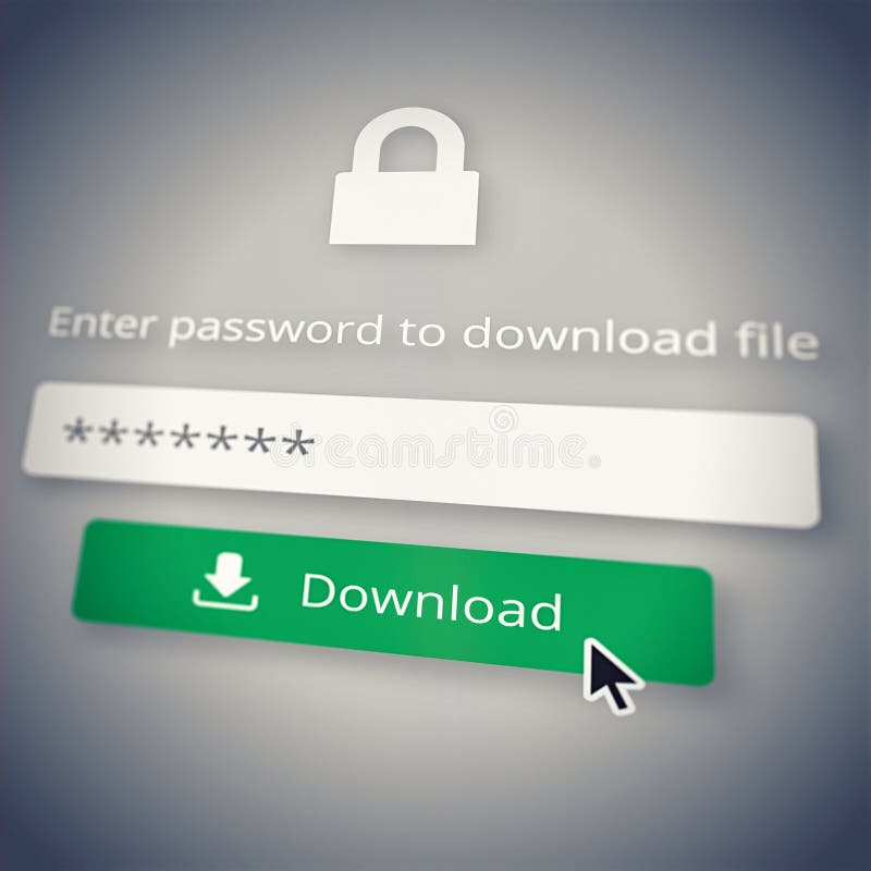 Cybersecurity, Download and Password with Icon on Screen To Select or ...