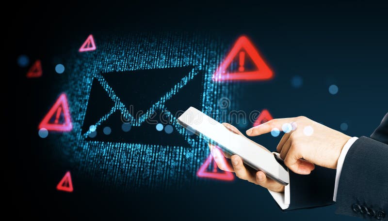 Cybersecurity Email Phishing Warning with Digital Mail Icon and Alert ...