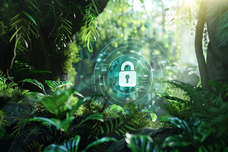 Cybersecurity and Environmental Conservation Concept, Featuring a ...