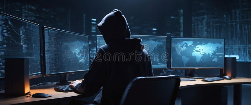 Cybersecurity Expert Analyzing Global Data Stock Image - Image of ...