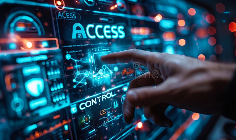 Cybersecurity Expert Configuring Access Control Protocols with Virtual Interface Displaying ...