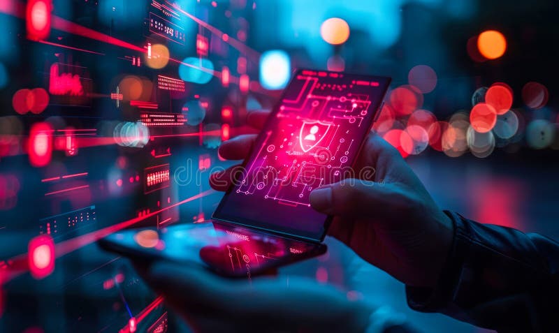 Cybersecurity Expert Demonstrating Ransomware Threat on Mobile Device ...