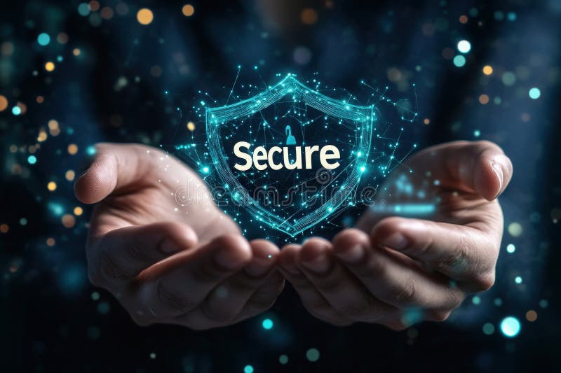 A Cybersecurity Specialist Holds a Virtual Shield Symbolizing Security ...