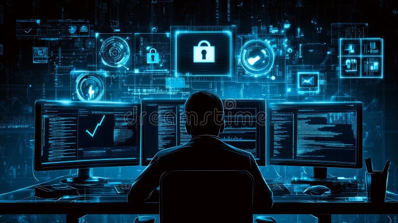 Cybersecurity Expert Monitoring Network Security Data Protection System Code Stock Photos - Free ...