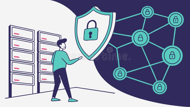 Cybersecurity Expert Protecting a Secure Data Network, Digital Safety, Vector Design Generative ...