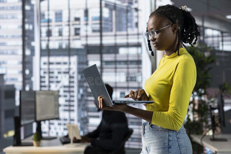 Cybersecurity Expert Using Laptop To Look for Company Security Vulnerabilities Stock Image ...