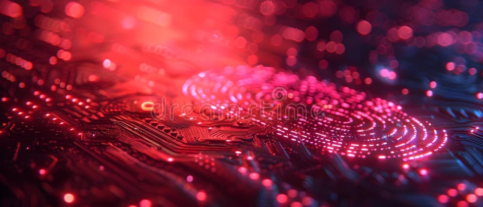 Cybersecurity Fingerprint Data Encryption Neon Lights. Concept Rapid ...