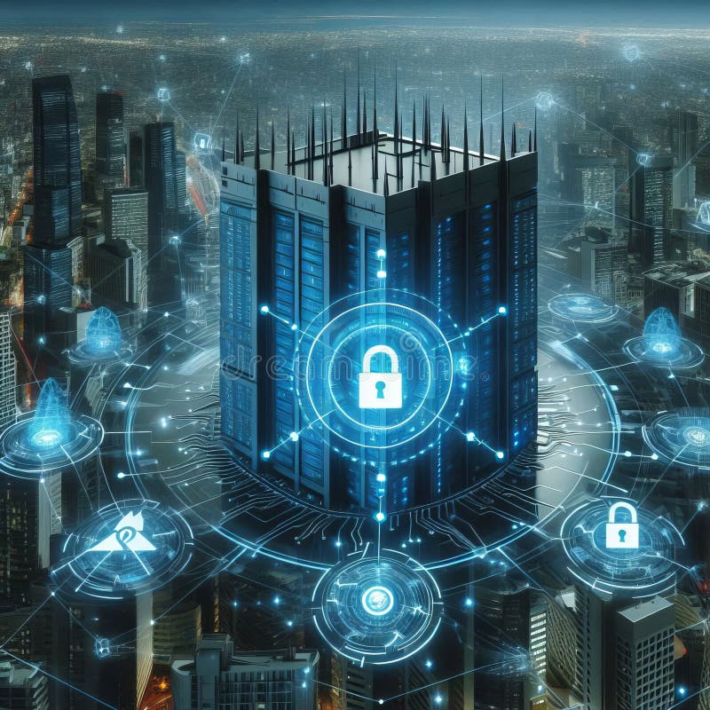 Cybersecurity Firewall Protecting Network with Threat Detection Stock ...