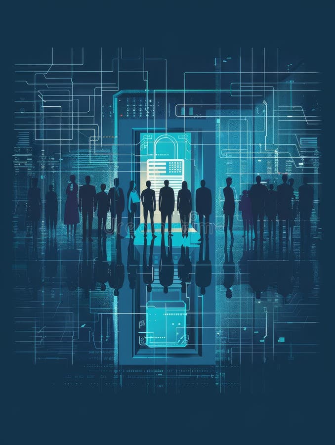 Cybersecurity the Gate To a Secure Future a Group of People Stand ...