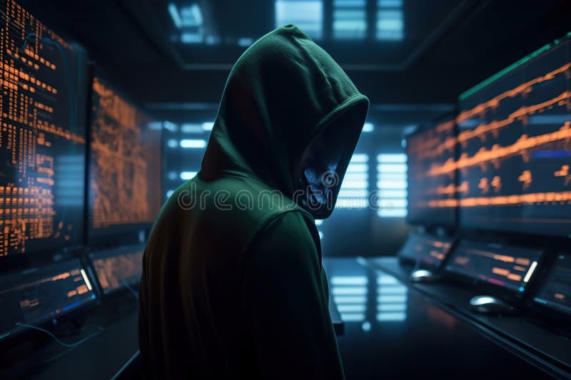 Cybersecurity, Hacker in Logging in Log4J. Generative AI Stock ...