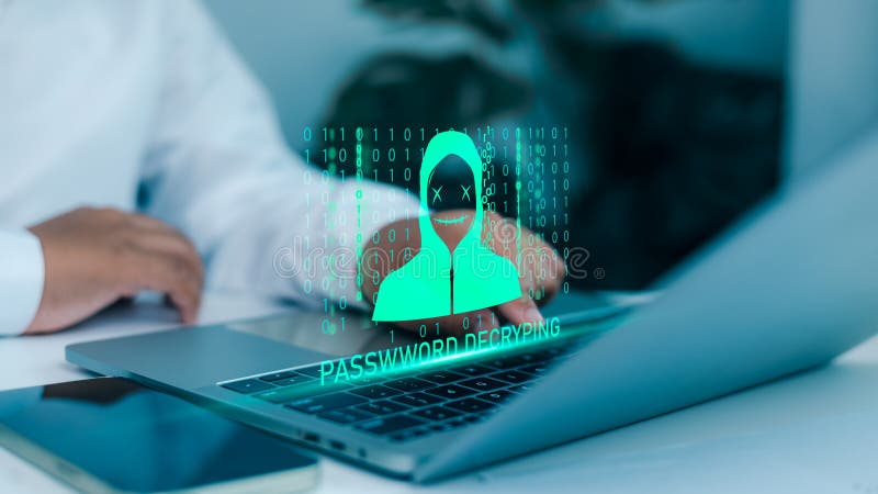 Cybersecurity Hacking Threat with Password Decryption and Data Breach Concept Stock Photo ...