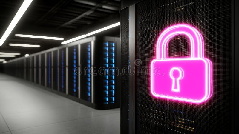 Cybersecurity is Highlighted in Modern Data Centers with Server Racks ...