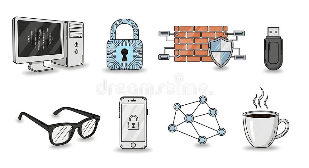 Cybersecurity Icons Set: Technology, Protection, and Digital Safety ...