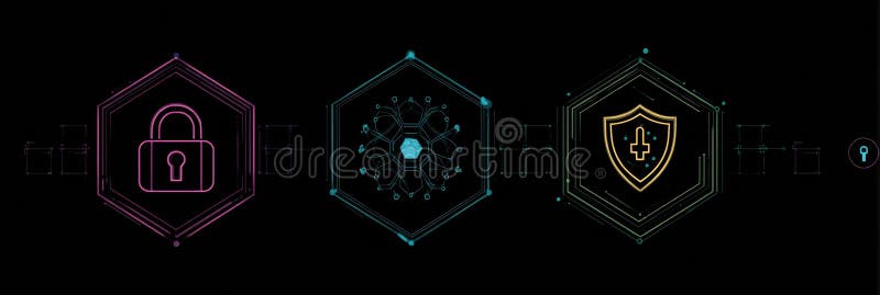 Cybersecurity Infographic Showcasing Lock, Shield, and Firewall Icons ...