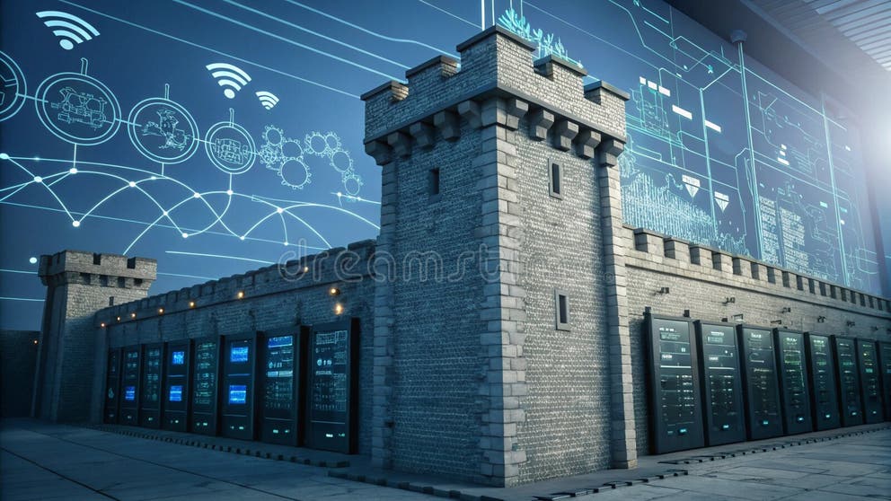 Cybersecurity Infrastructure Digital Fortress Protecting Data Stock ...