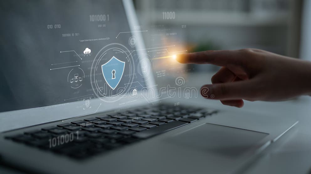 Cybersecurity Interface with AI and Biometric Protection Latch Stock Photo - Image of identity ...