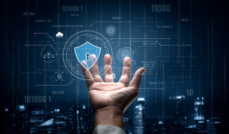 Cybersecurity Interface with AI and Biometric Protection Vouch Stock Image - Image of access ...