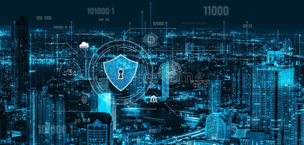 Cybersecurity Interface with AI and Biometric Protection Vouch Stock ...