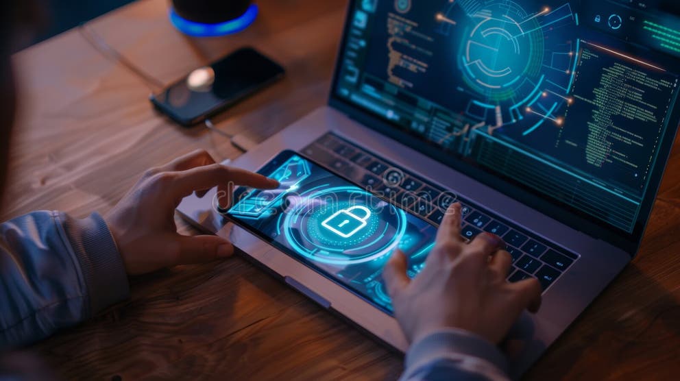 The Cybersecurity Interface.AI Generated Image Stock Image - Image of ...