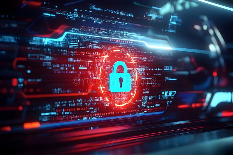 Cybersecurity Interface Lock Screen Stock Image - Image of breach ...