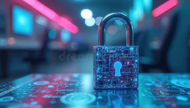 Cybersecurity Lock Design. Digital Security and Data Protection Concept ...