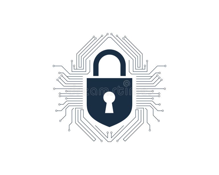 Cybersecurity Lock Icon Representing Digital Data Protection, Network ...
