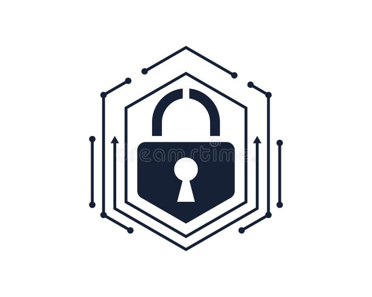 Cybersecurity Lock Icon Representing Digital Data Protection, Network ...