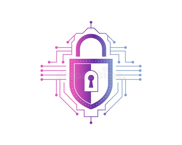 Cybersecurity Lock Icon Representing Digital Data Protection, Network ...