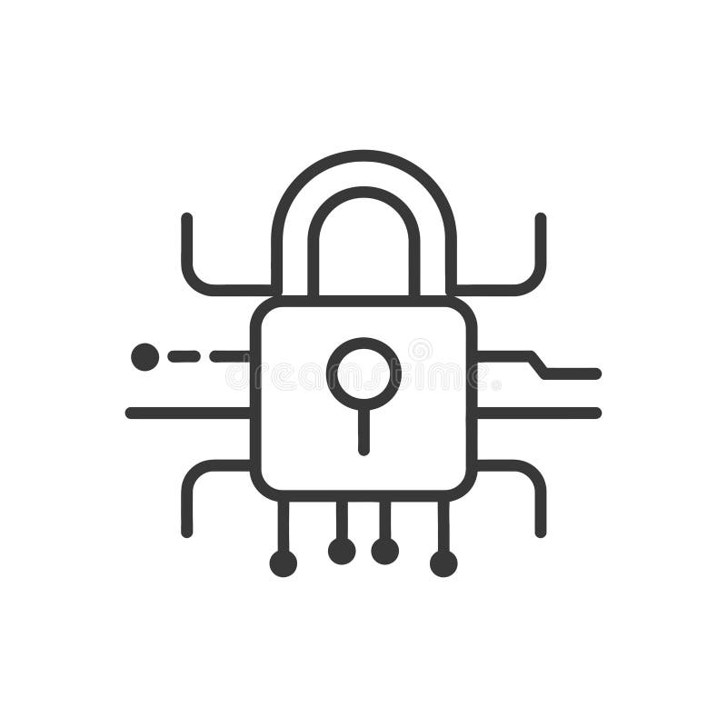 Cybersecurity Digital Lock Icon: Secure Network Data Protection Stock ...