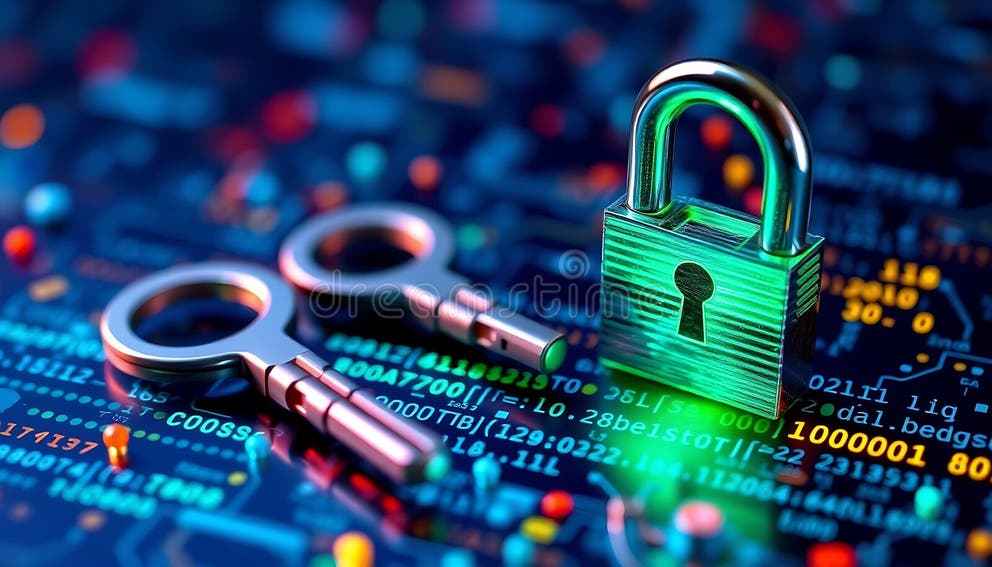 Cybersecurity Lock and Keys Concept, Digital Data Protection and Online ...