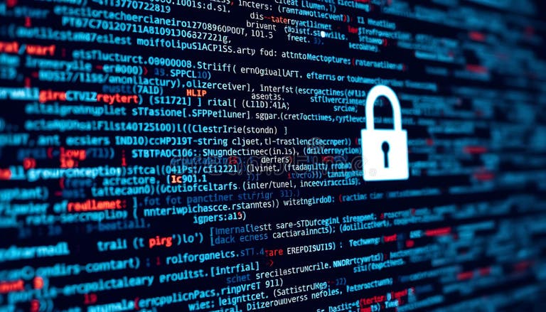 Cybersecurity Lock Screen Code, Digital Security and Online Protection ...