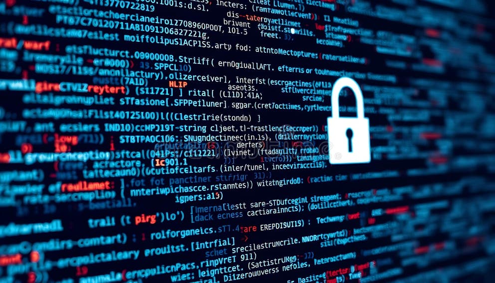 Cybersecurity Lock Screen Code, Digital Security and Online Protection ...