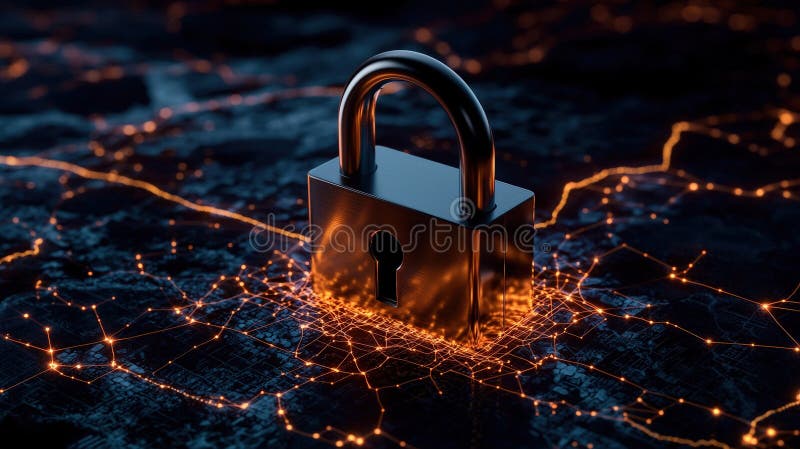 Cybersecurity Lockdown Virtual Network Digital Illustration Abstract ...