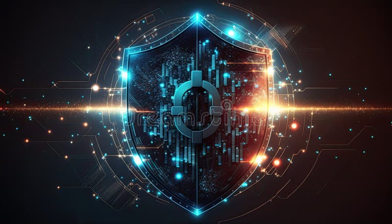 Cyber Security Locked Shield Technology Stock Image - Image of identity ...