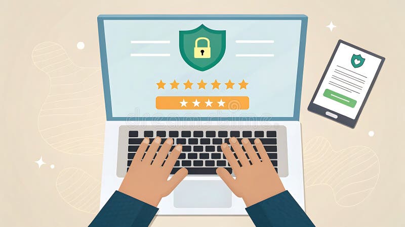 Cybersecurity Login Screen on Laptop Stock Illustration - Illustration ...