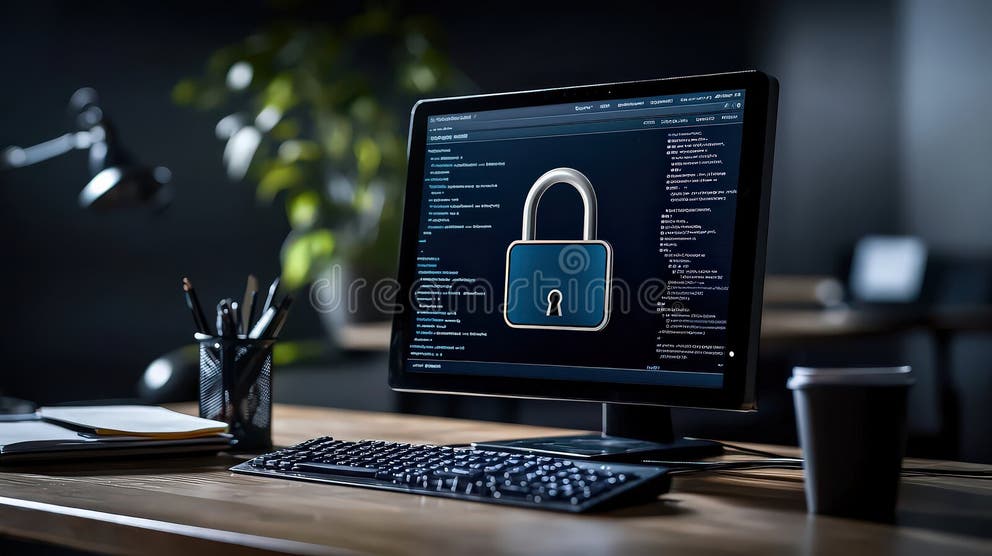 Cybersecurity Measures Office Workspace Digital Content Modern ...