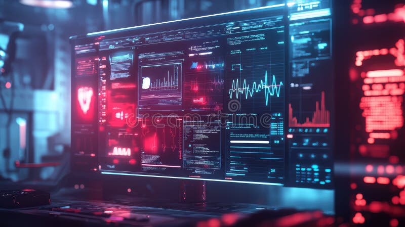 Cybersecurity Monitoring Network Data Displaying Digital Interface Stock Photo - Image of ...