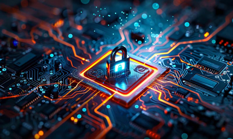 Cybersecurity Motherboard Lock Login Verified Credentials Banner ...