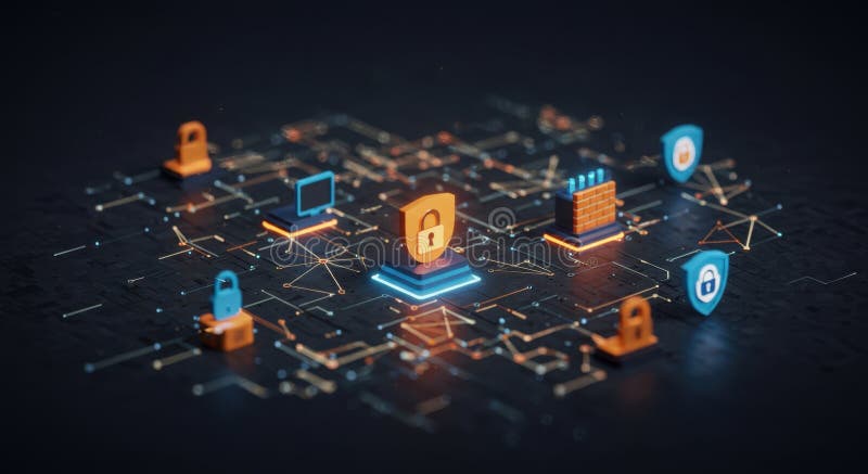 Cybersecurity Network Data Protection Digital Security System Stock Illustration - Illustration ...