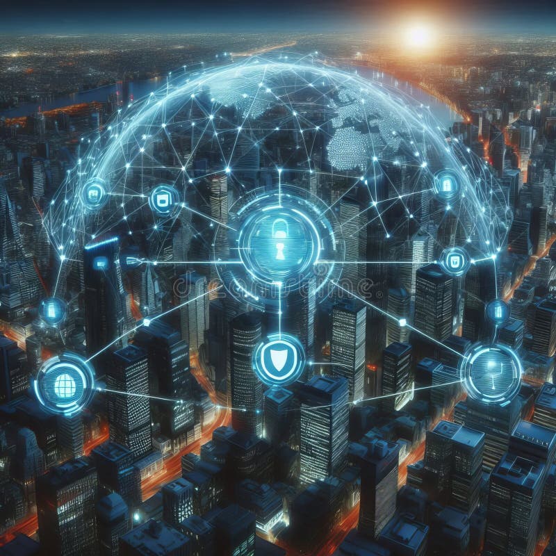 Cybersecurity Network Defense Close Up of a Firewall Protecting Stock ...