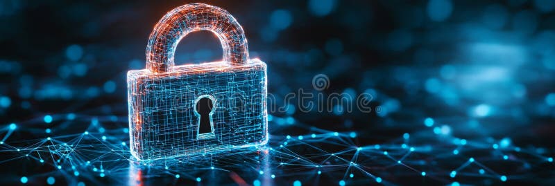 Cybersecurity Network, Futuristic Digital Padlock Symbolizing Data ...