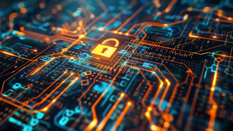 Cybersecurity Network Interface Stock Illustration - Illustration of ...