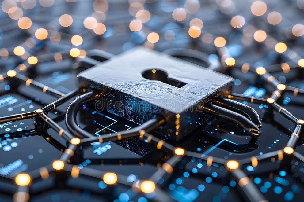 Cybersecurity and Network Protection Concept with Digital Lock and ...