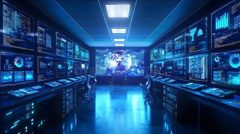 Cybersecurity Operations Room Data Center Digital Environment High-tech ...