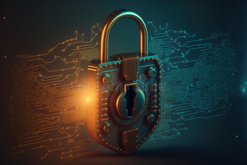 Cybersecurity Padlock, Digital Lock on Technology Network Data ...