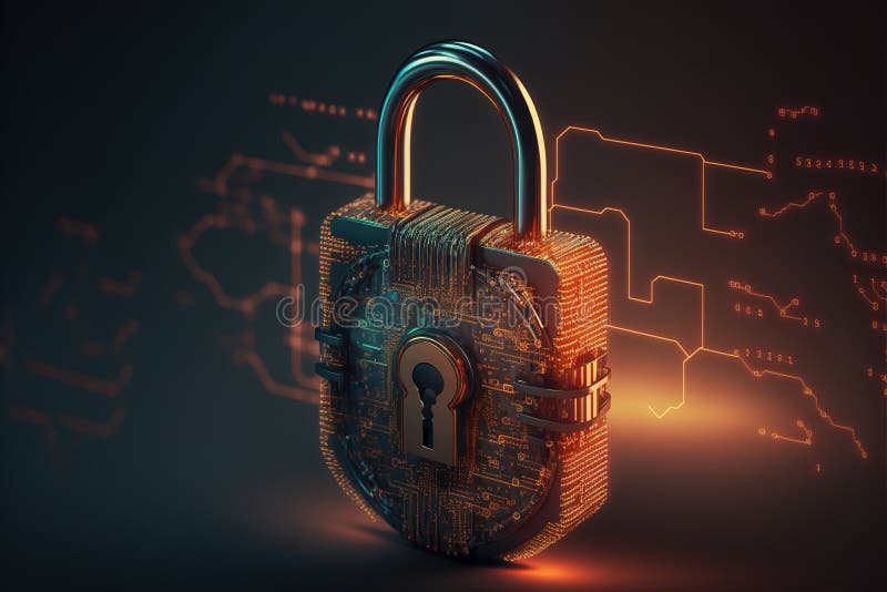 Cybersecurity Padlock Digital Lock On Technology Network Data