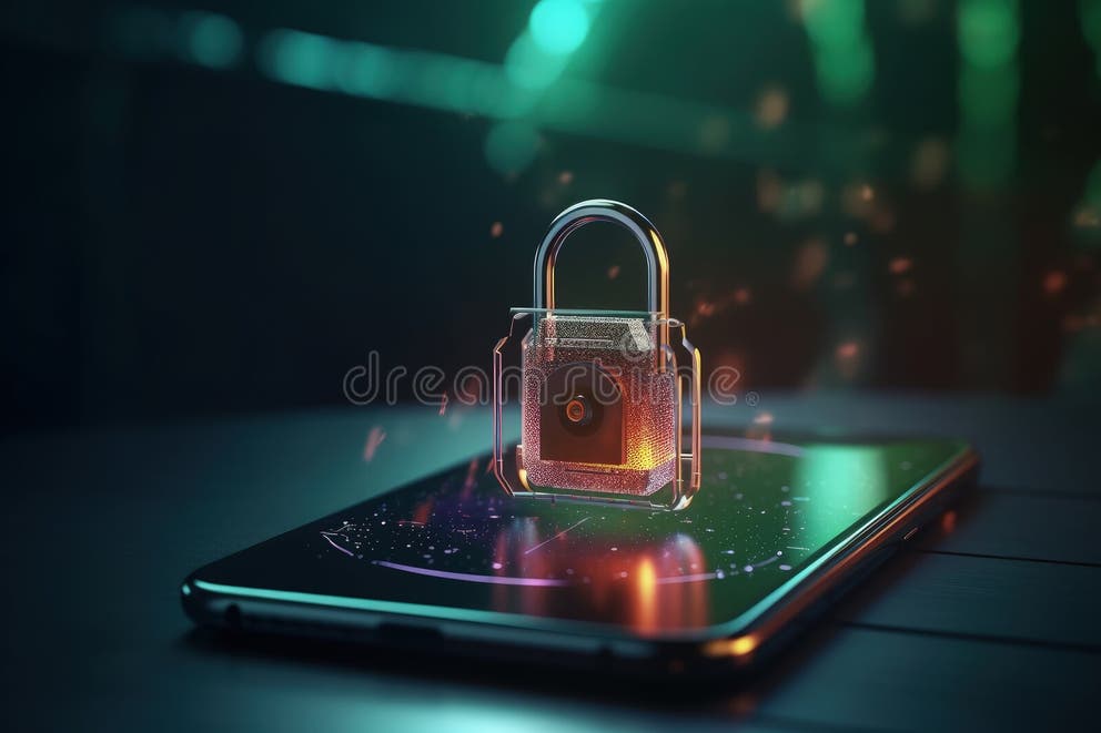 Cybersecurity Padlock, Digital Lock on Technology Network Data ...