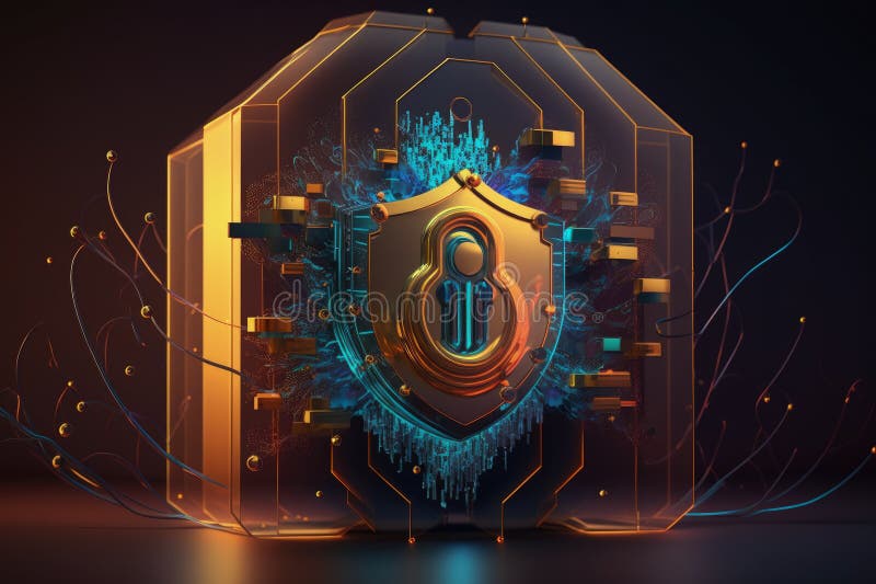 Cybersecurity Padlock, Digital Lock on Technology Network Data ...