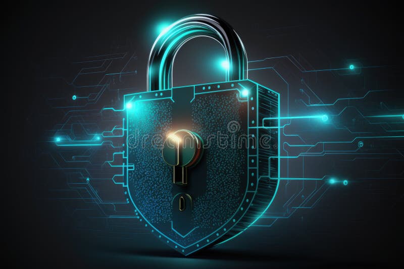 Cybersecurity Padlock, Digital Lock on Technology Network Data ...