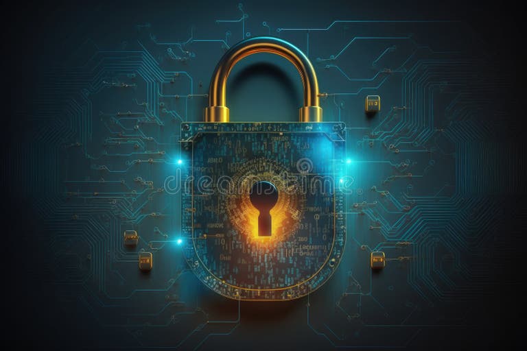 Cybersecurity Padlock, Digital Lock on Technology Network Data ...